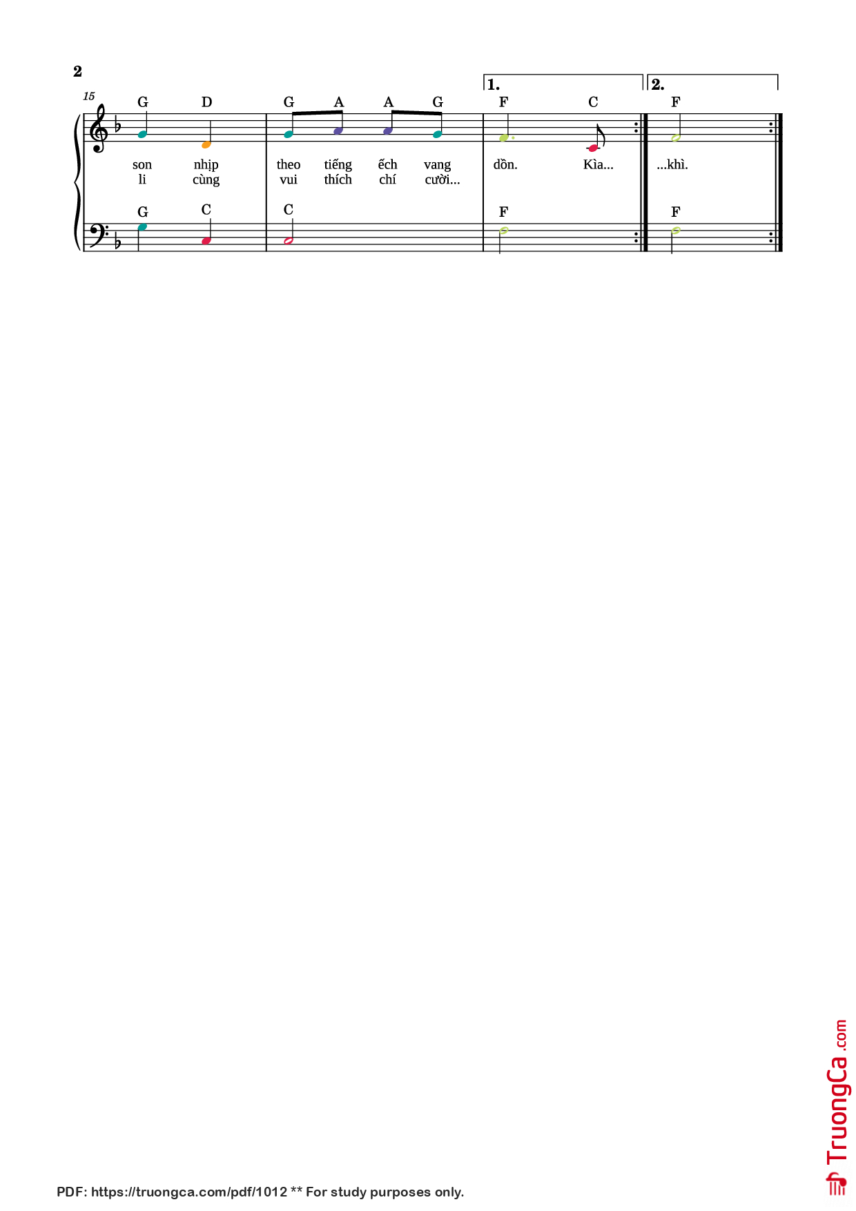 [Sheet] Kìa chú là chú ếch con có hai là hai mắt tròn PDF Download sheet