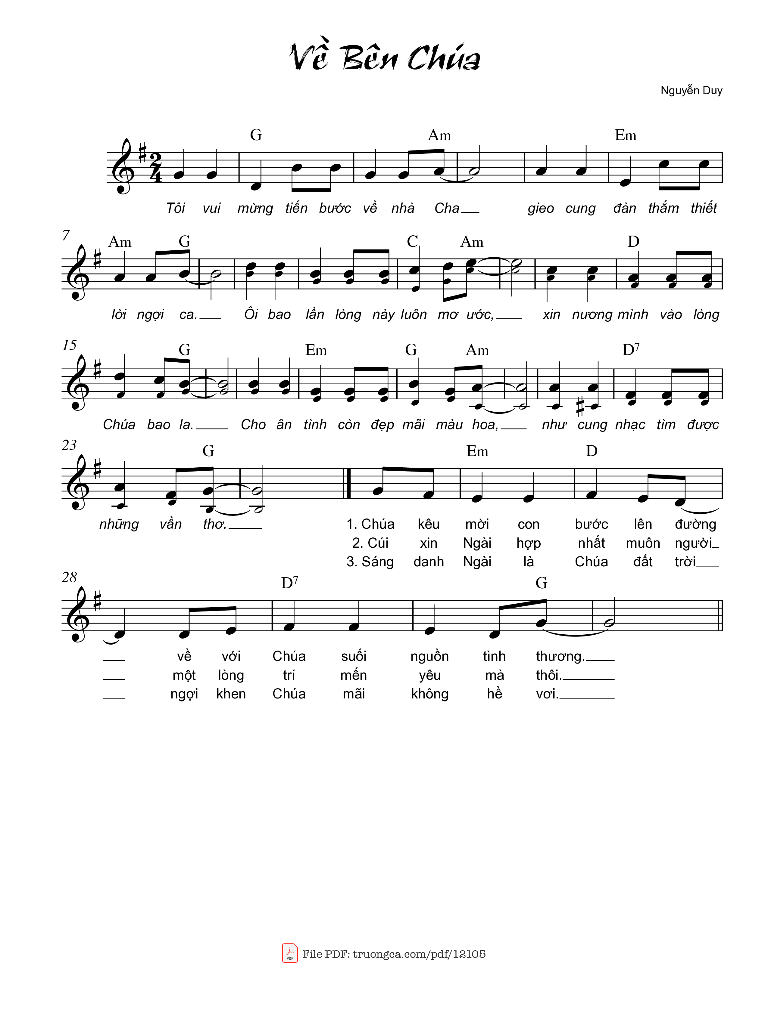[Sheet] Về Bên Chúa PDF (Nguyễn Duy) lyrics & chords