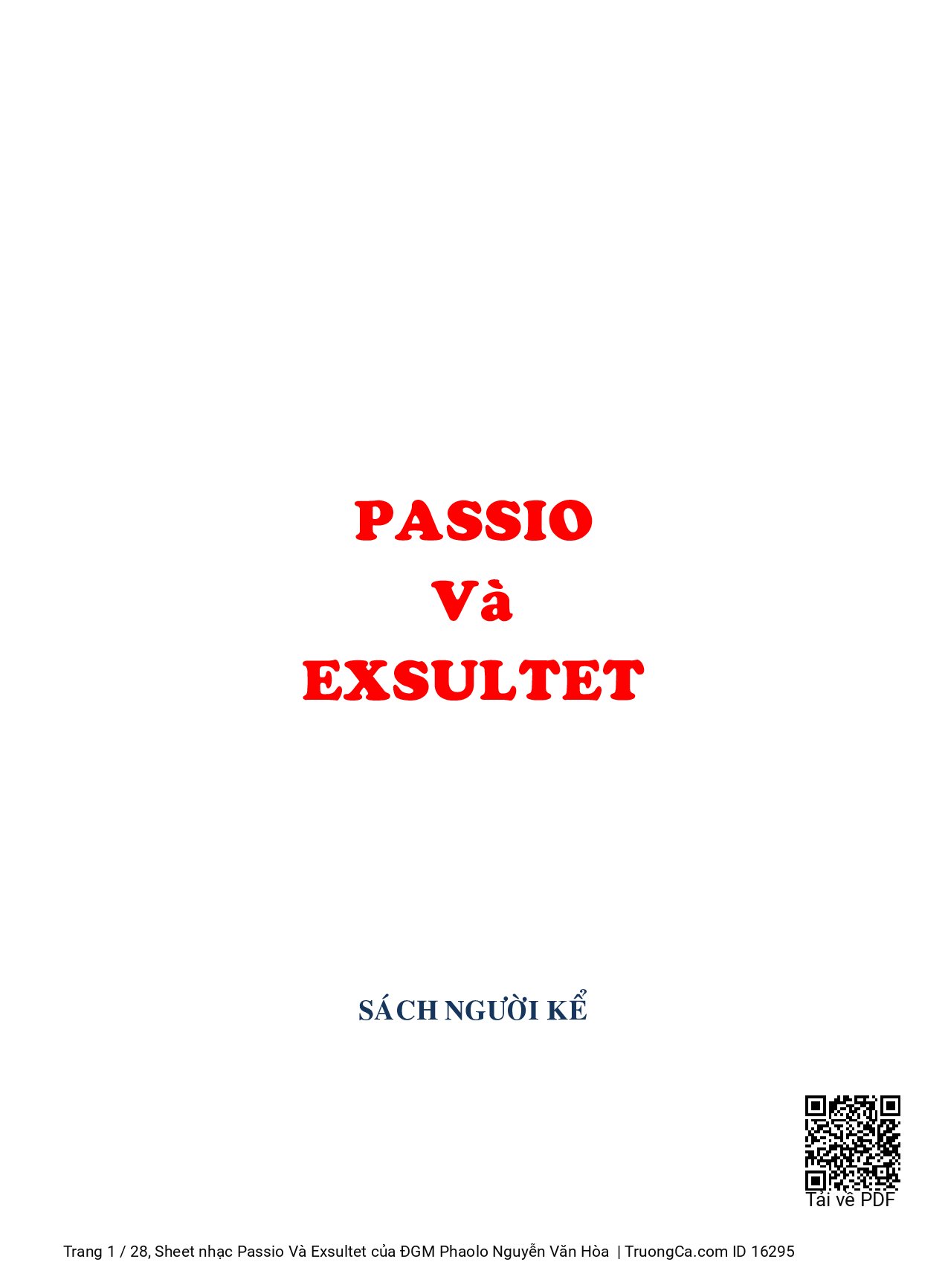 [Sheet] Passio Và Exsultet PDF lyrics & chords