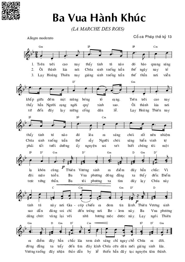 [Sheet] Ba Vua hành khúc PDF (Nhạc Pháp) lyrics & chords