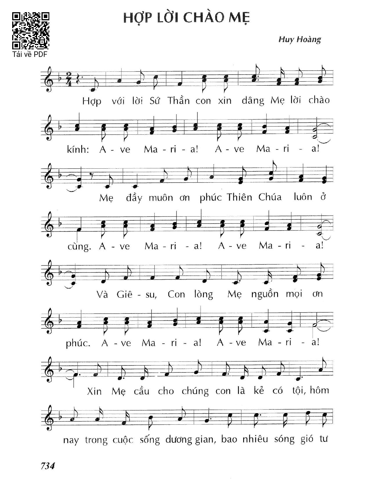 [Sheet] Hợp lời chào Mẹ PDF lyrics & chords