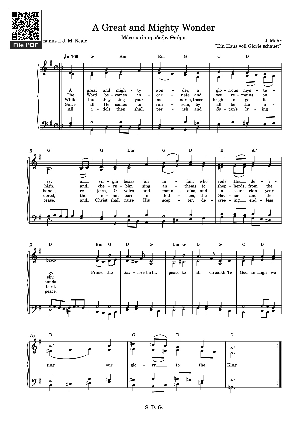 [Sheet] A Great and Mighty Wonder Sheet Piano PDF, chords Piano, mp4/midi