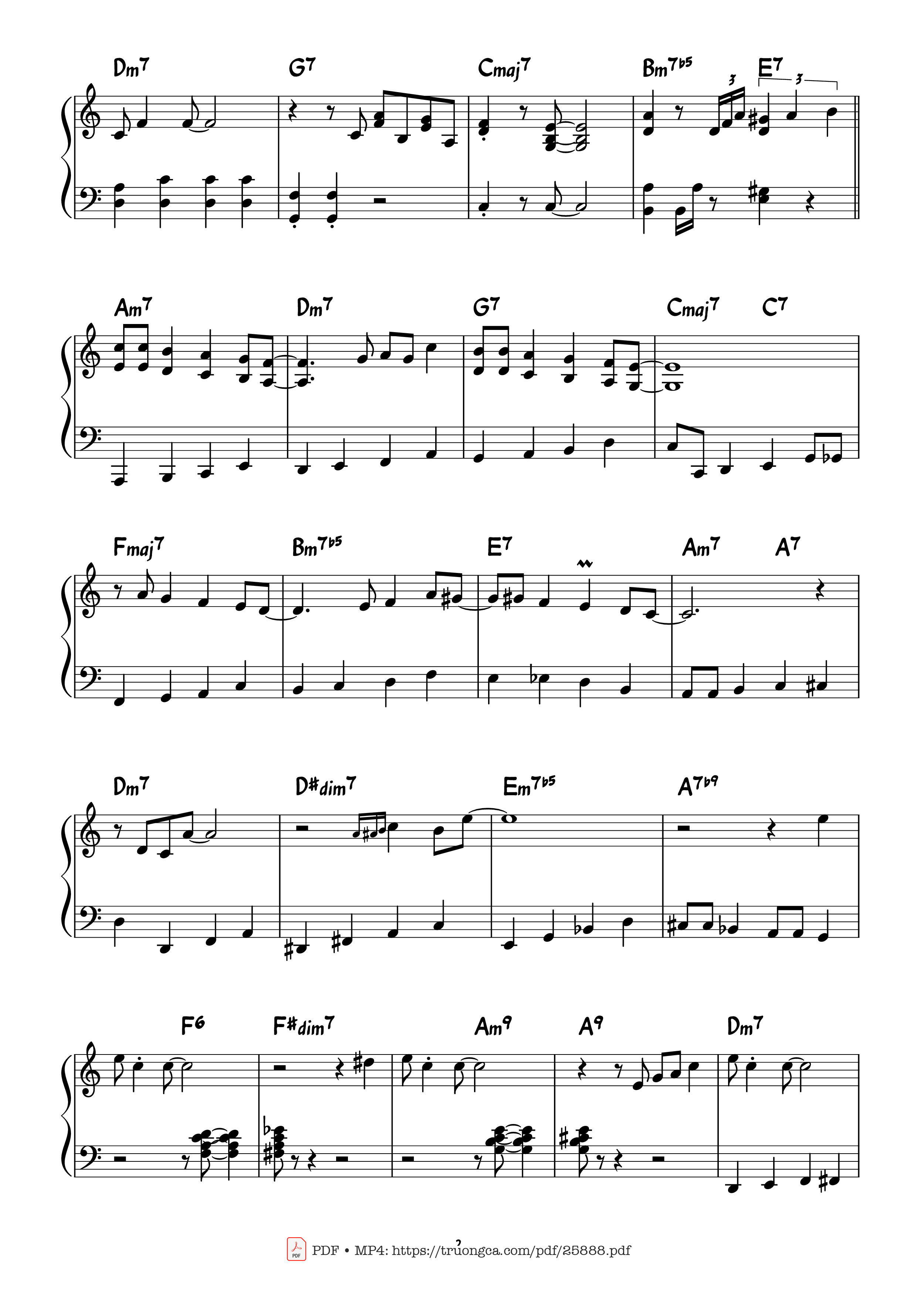 [Sheet] FLY ME TO THE MOON Piano PDF (Bart Howard), chords Piano, mp4/midi