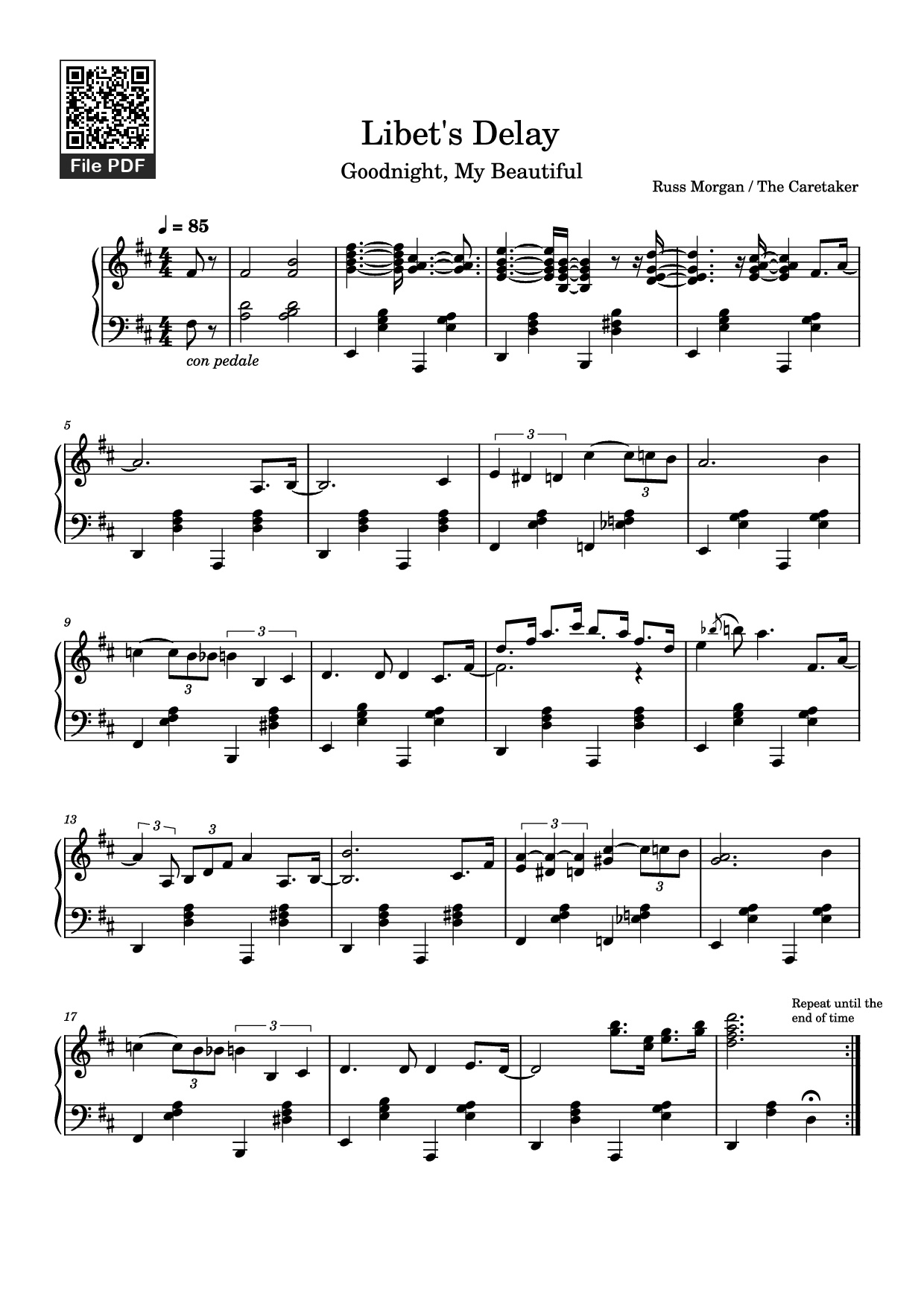 [Sheet] Libet's Delay Piano PDF, chords Piano, mp4/midi