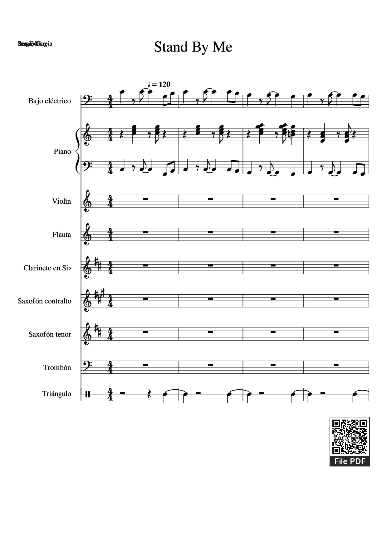 [Sheet] Stand By Me Piano & Violin PDF, chords Piano, mp4/midi