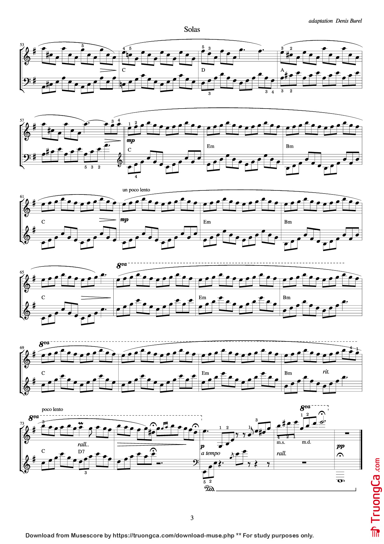 [Sheet] Solas Piano PDF, chords Piano, mp4/midi