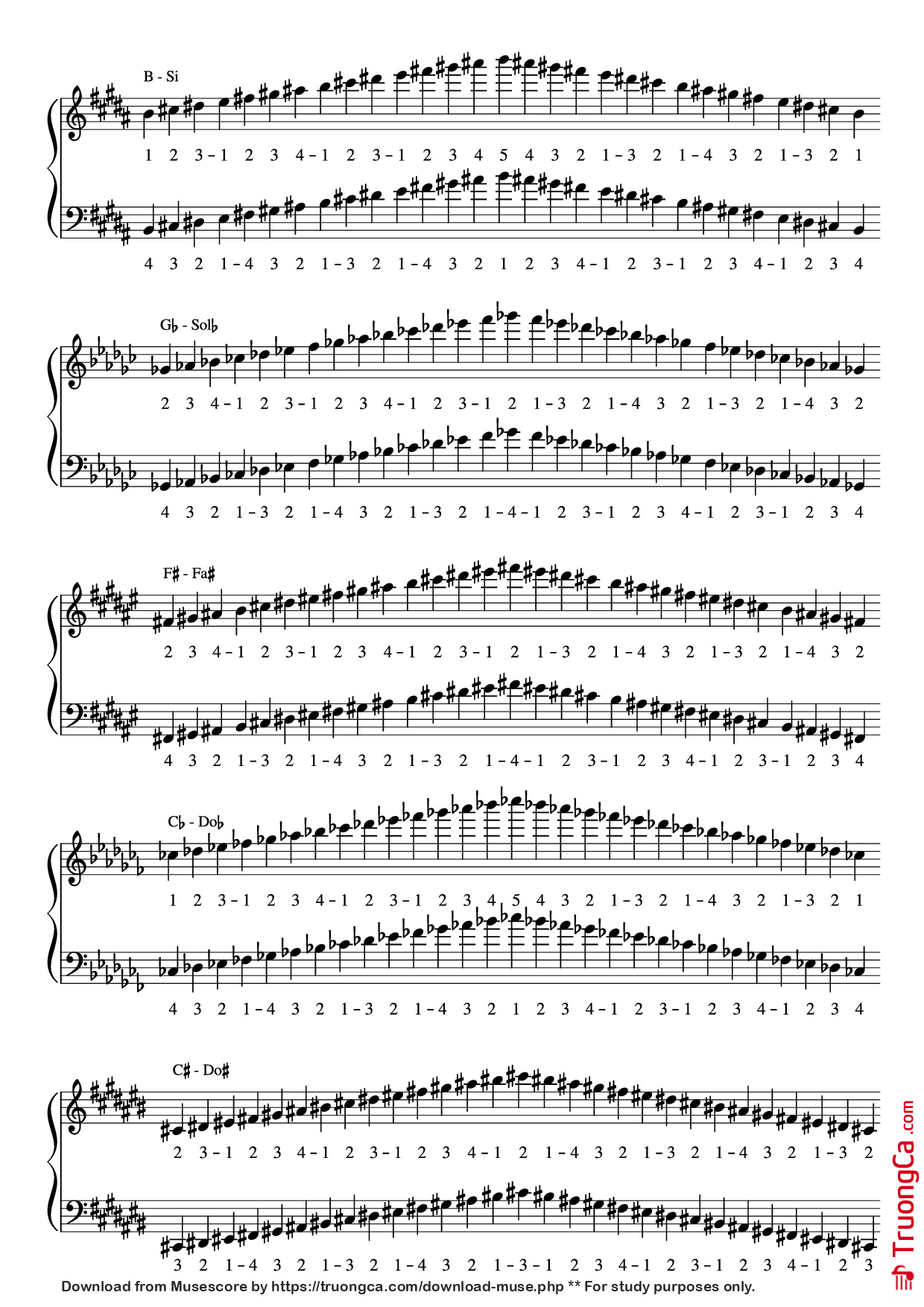 [Sheet] Piano Major Scales Fingerings PDF, chords Piano, mp4/midi