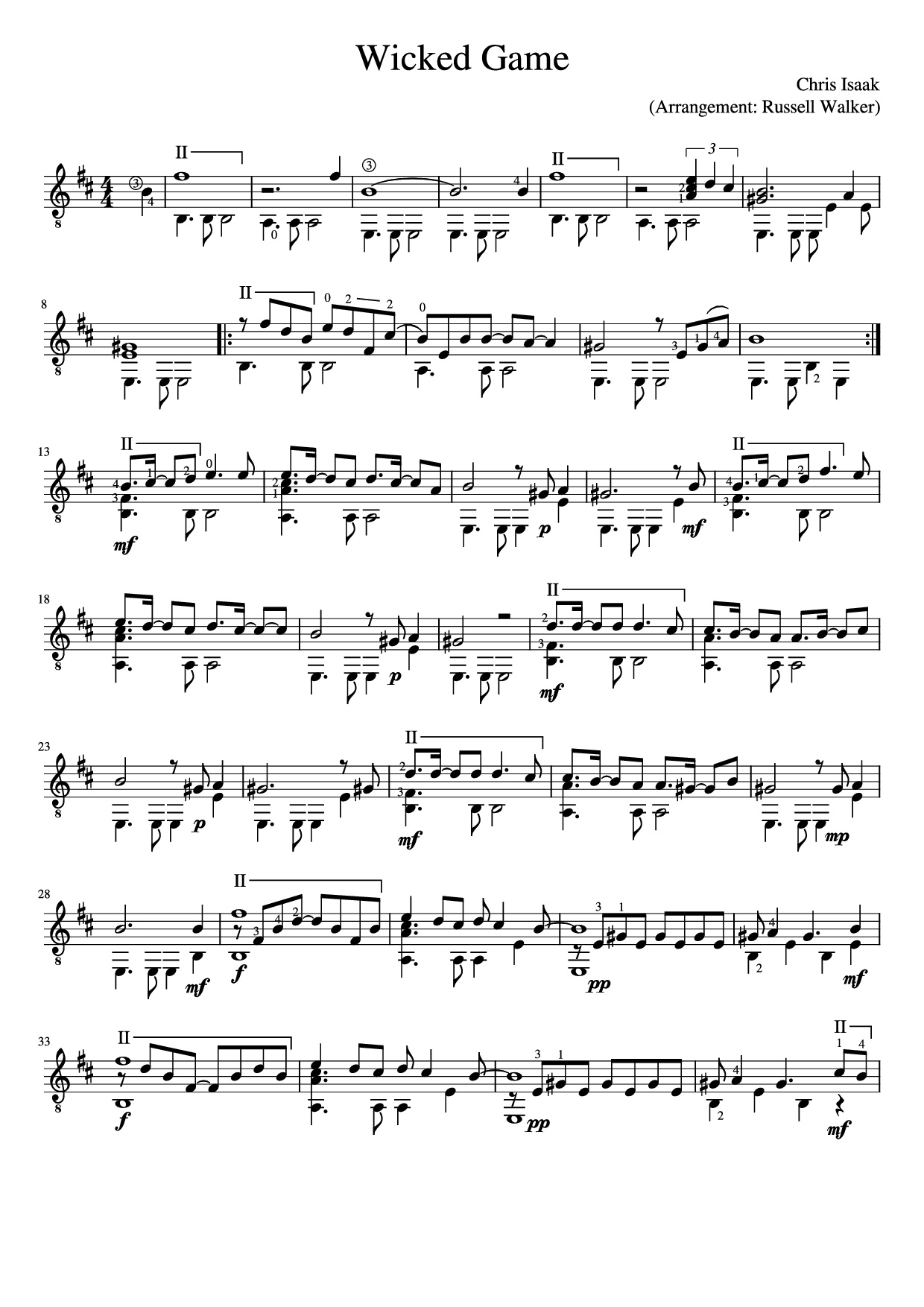 [Sheet] Wicked Game Guitar TAB PDF, chords Guitar TAB, mp4/midi