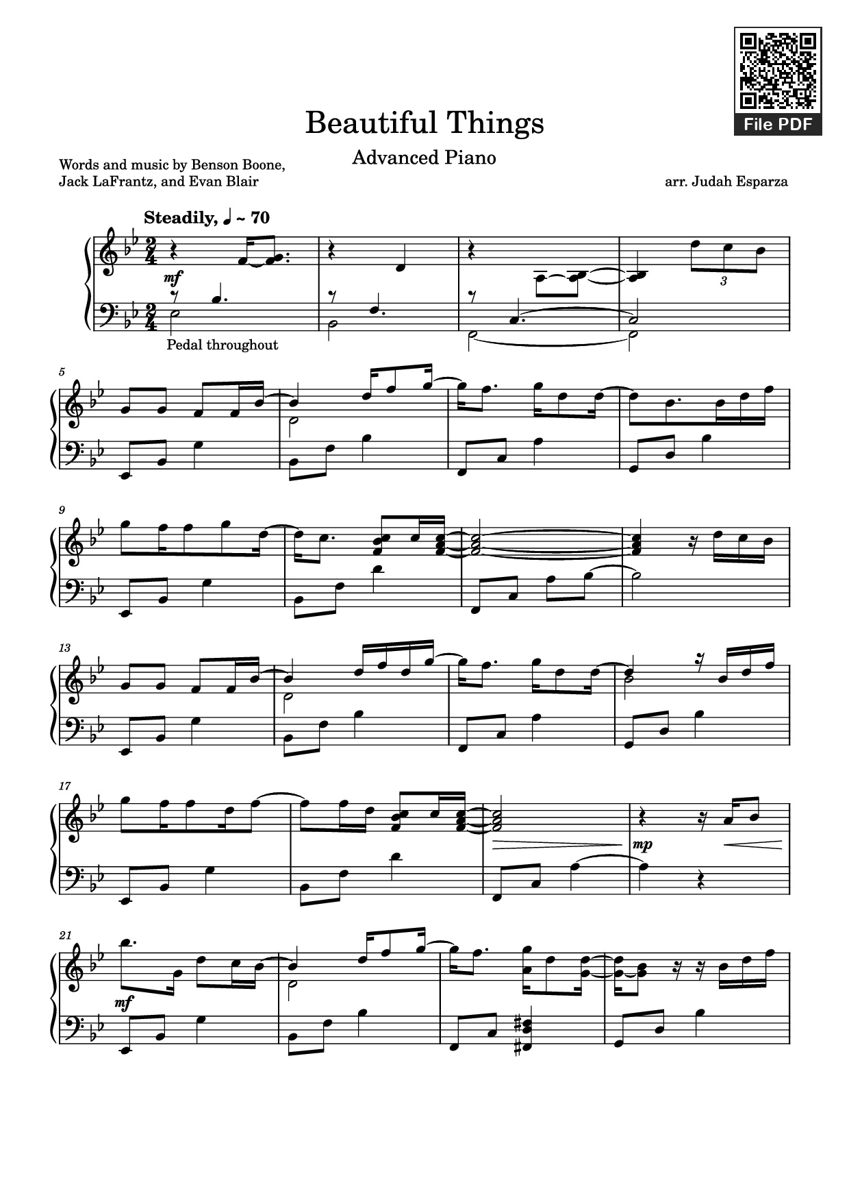 [Sheet] Beautiful Things Violin PDF lyrics & chords