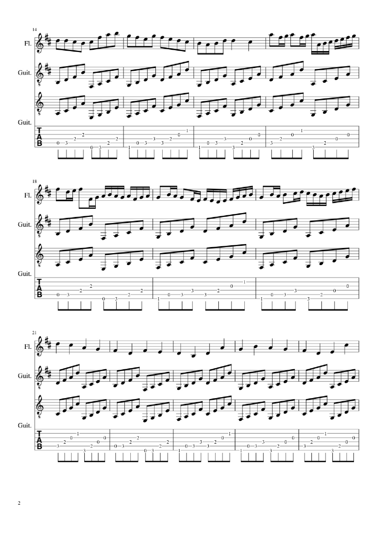 [Sheet] Canon in D for Flute and Guitar duet PDF, chords Guitar TAB ...