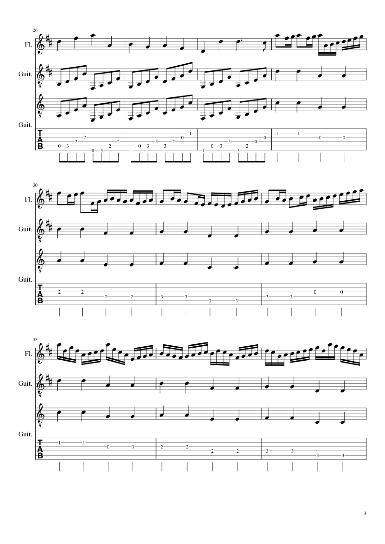 [Sheet] Canon in D for Flute and Guitar duet PDF, chords Guitar TAB ...