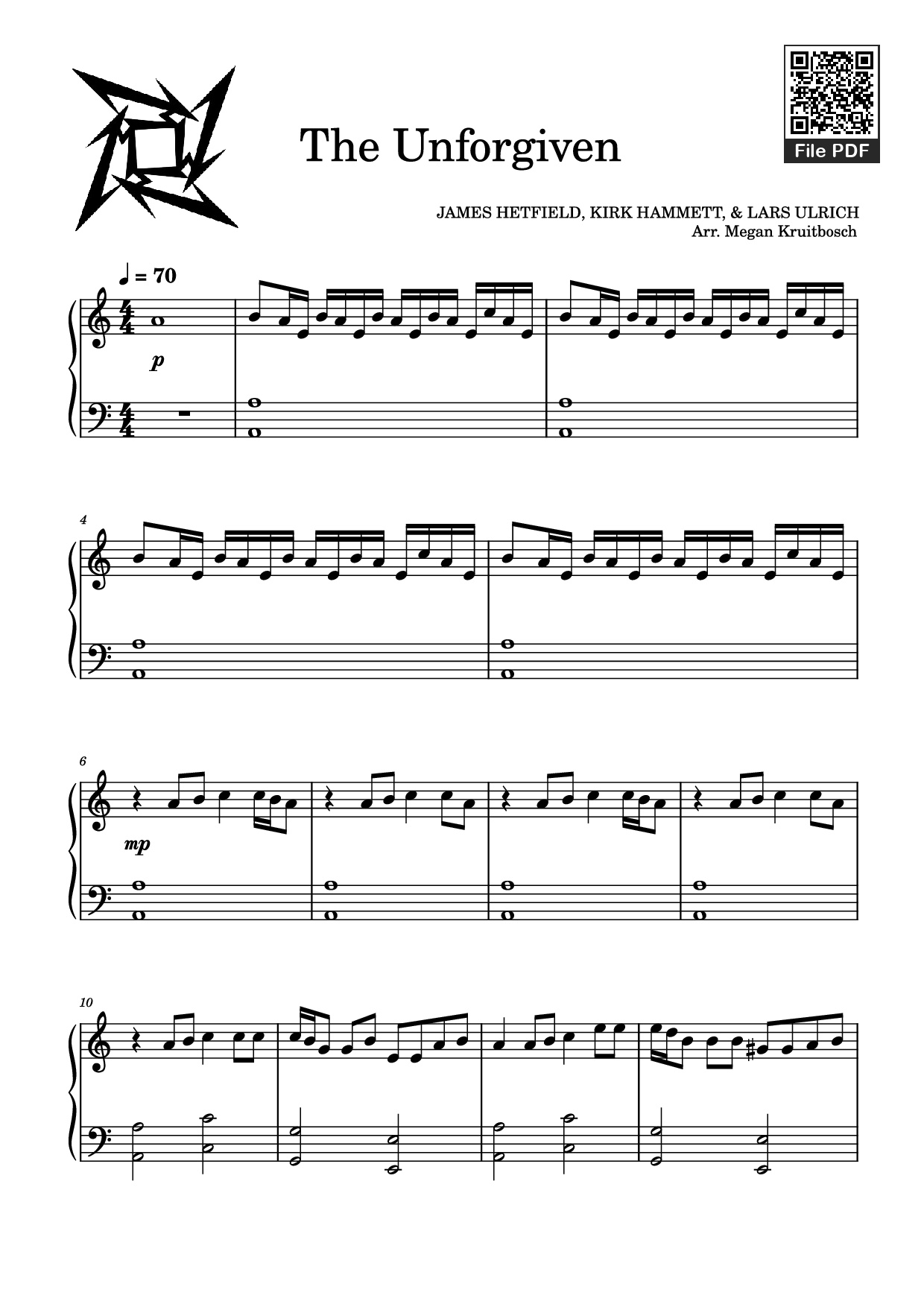 [Sheet] The Unforgiven Piano PDF, chords Piano, mp4/midi