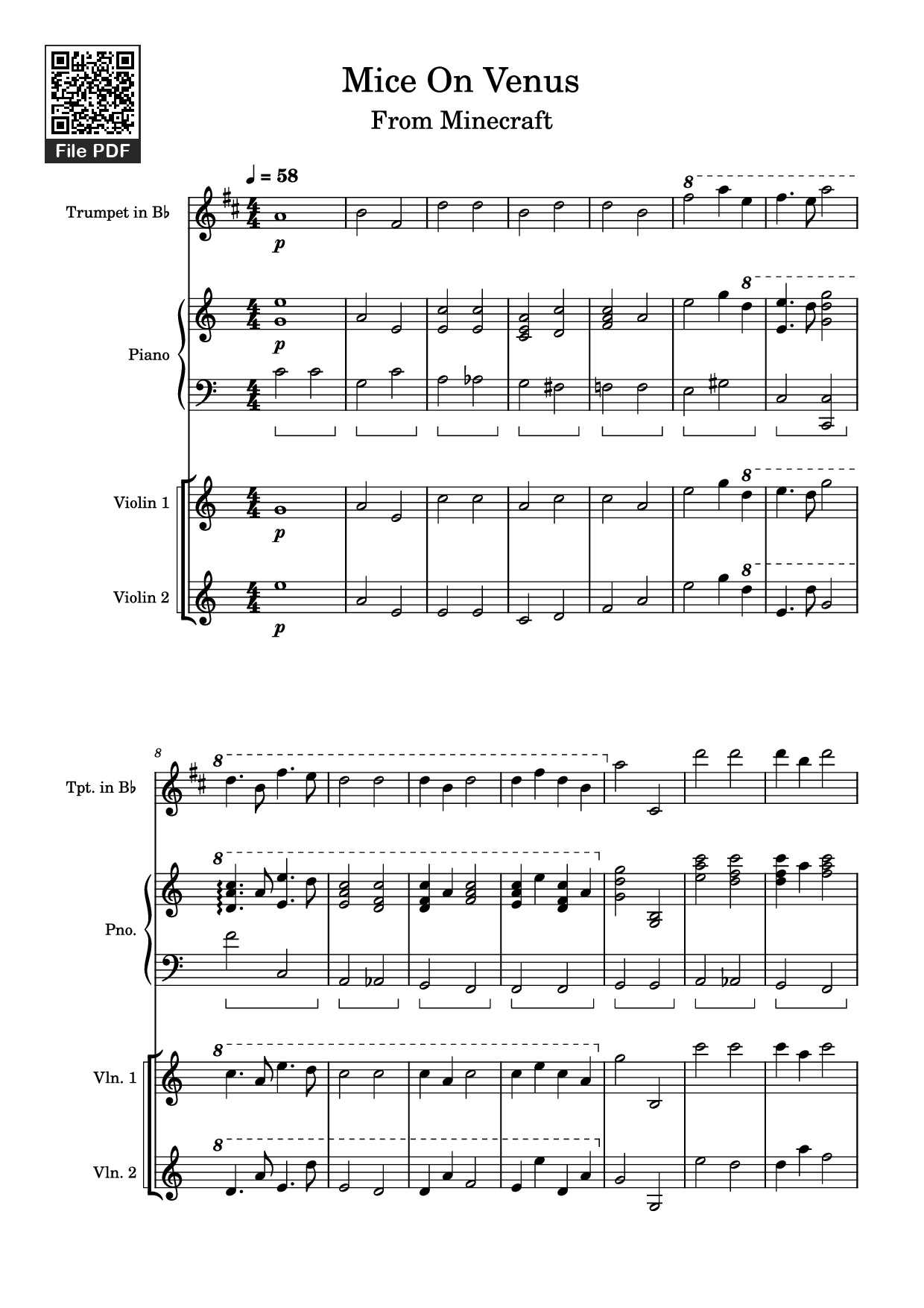 [Sheet] Mice On Venus Piano PDF, chords Piano, mp4/midi