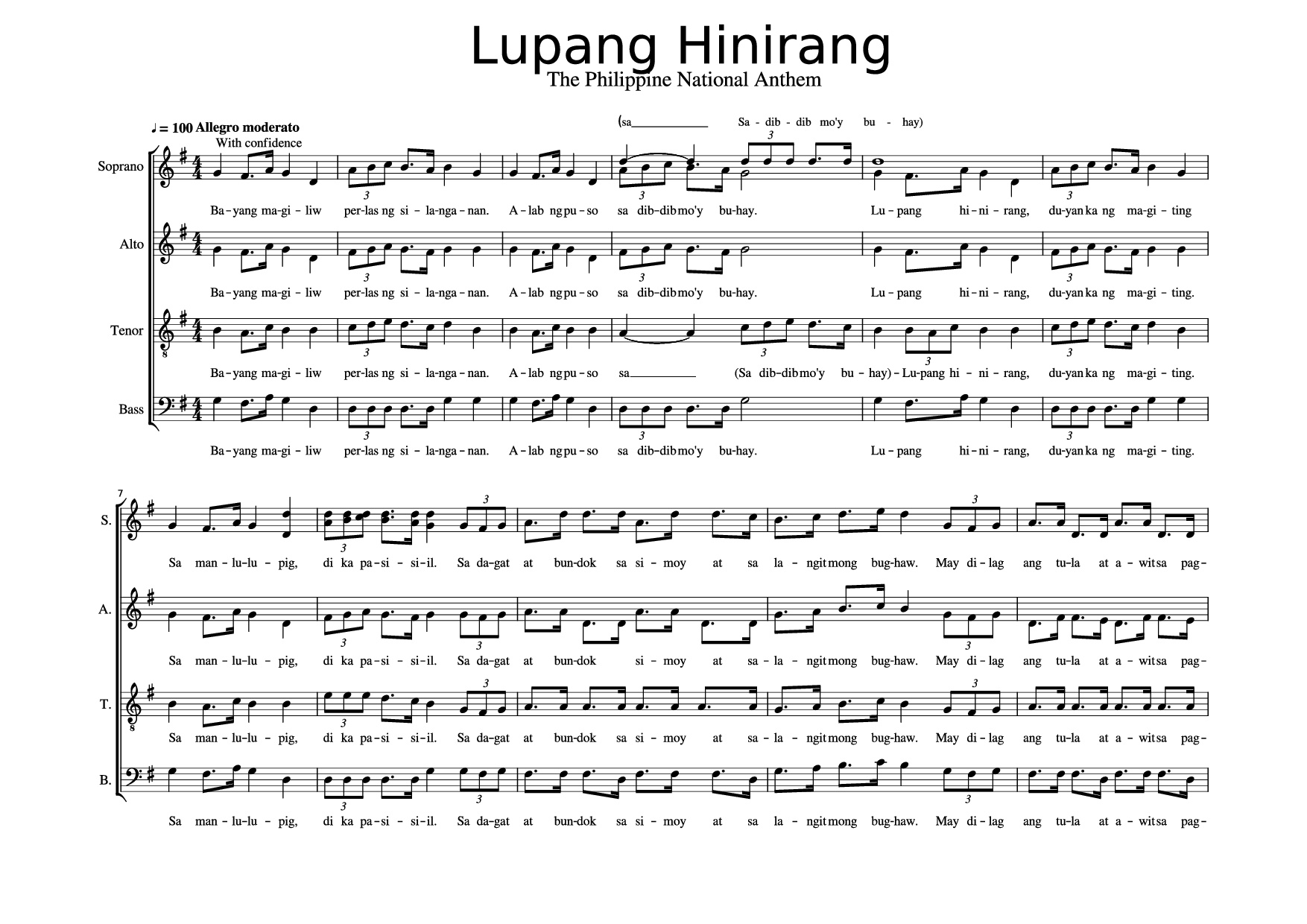 [Sheet] LUPANG HINIRANG PDF (JULIAN FELIPE) lyrics & chords