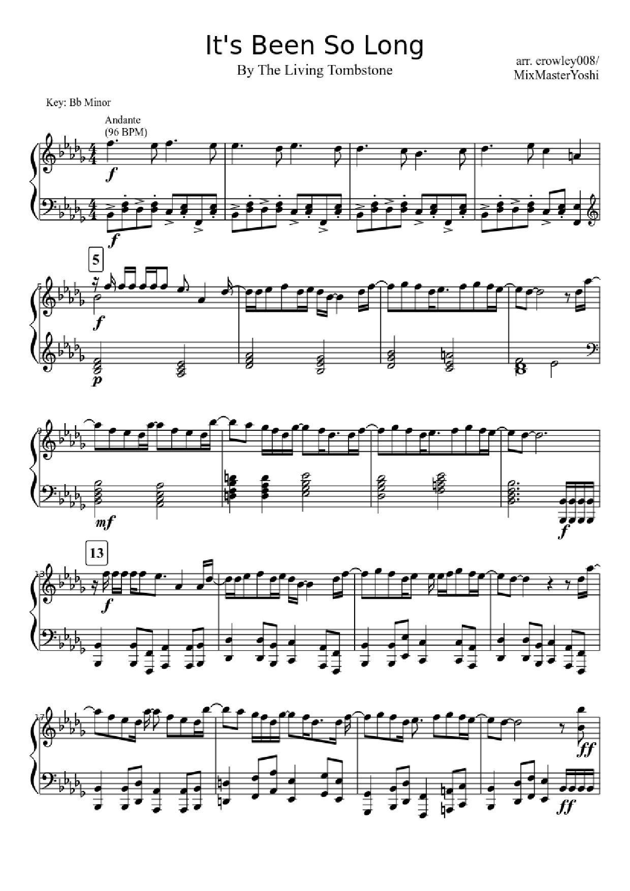 [Sheet] It's Been So Long Piano PDF, chords Piano, mp4/midi