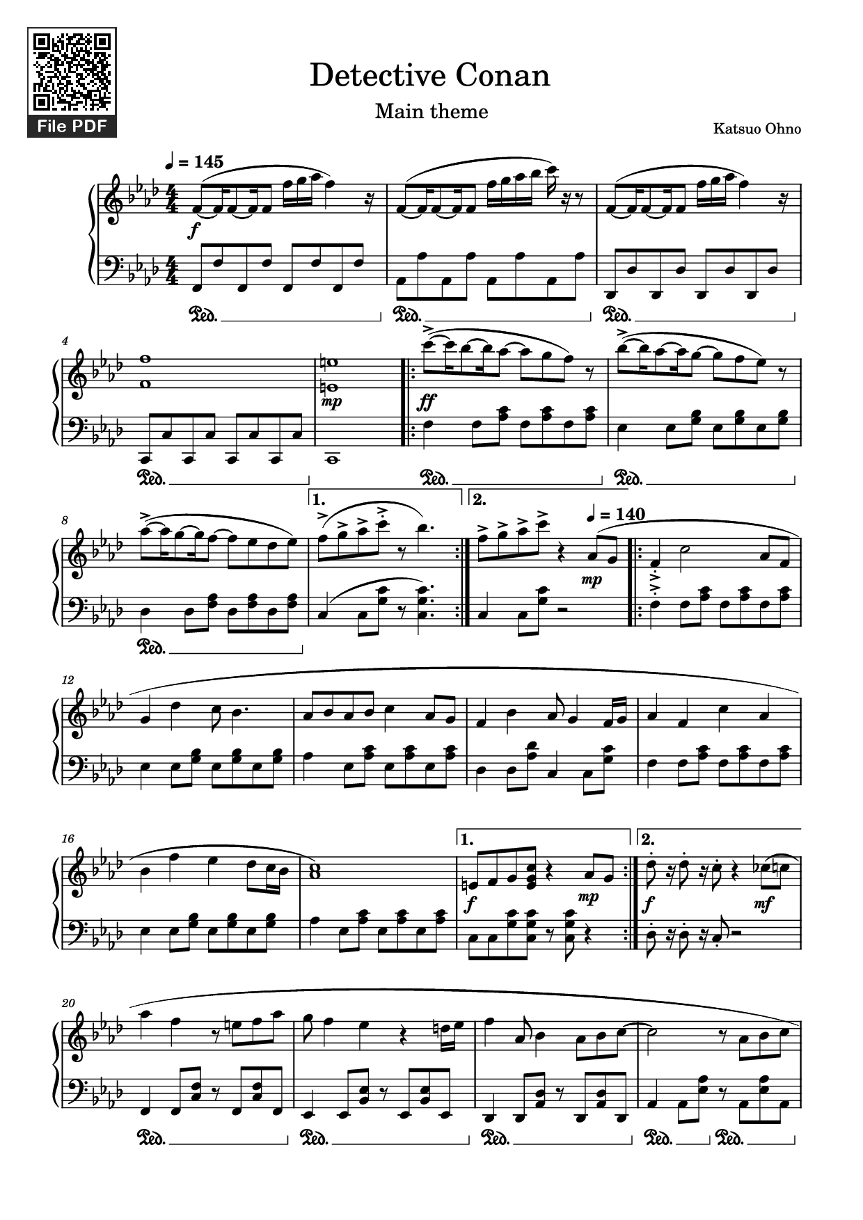 [Sheet] Detective Conan Piano PDF (Composed by Katsuo Ōno), chords ...