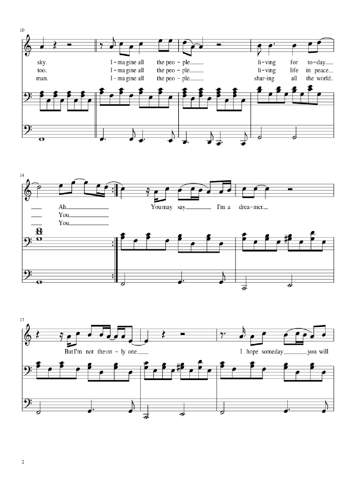 [Sheet] Imagine Piano & Vocal PDF, chords Piano, mp4/midi