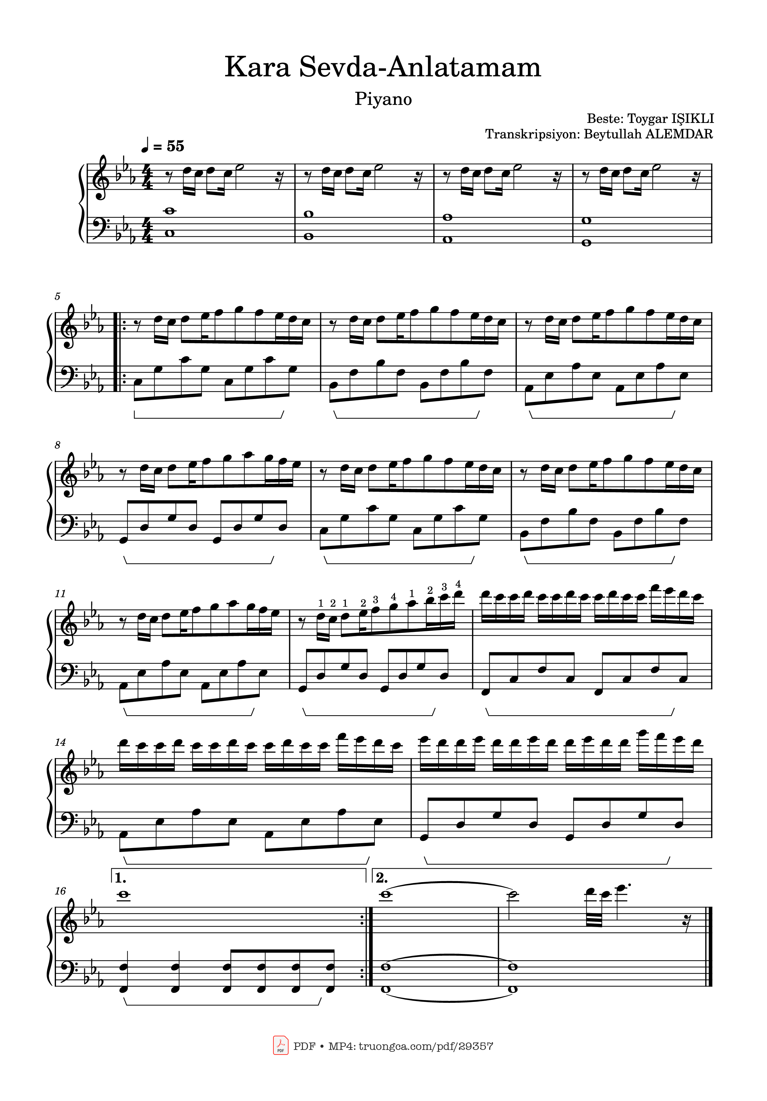 [Sheet] Kara Sevda-Anlatamam Piano PDF, chords Piano, mp4/midi