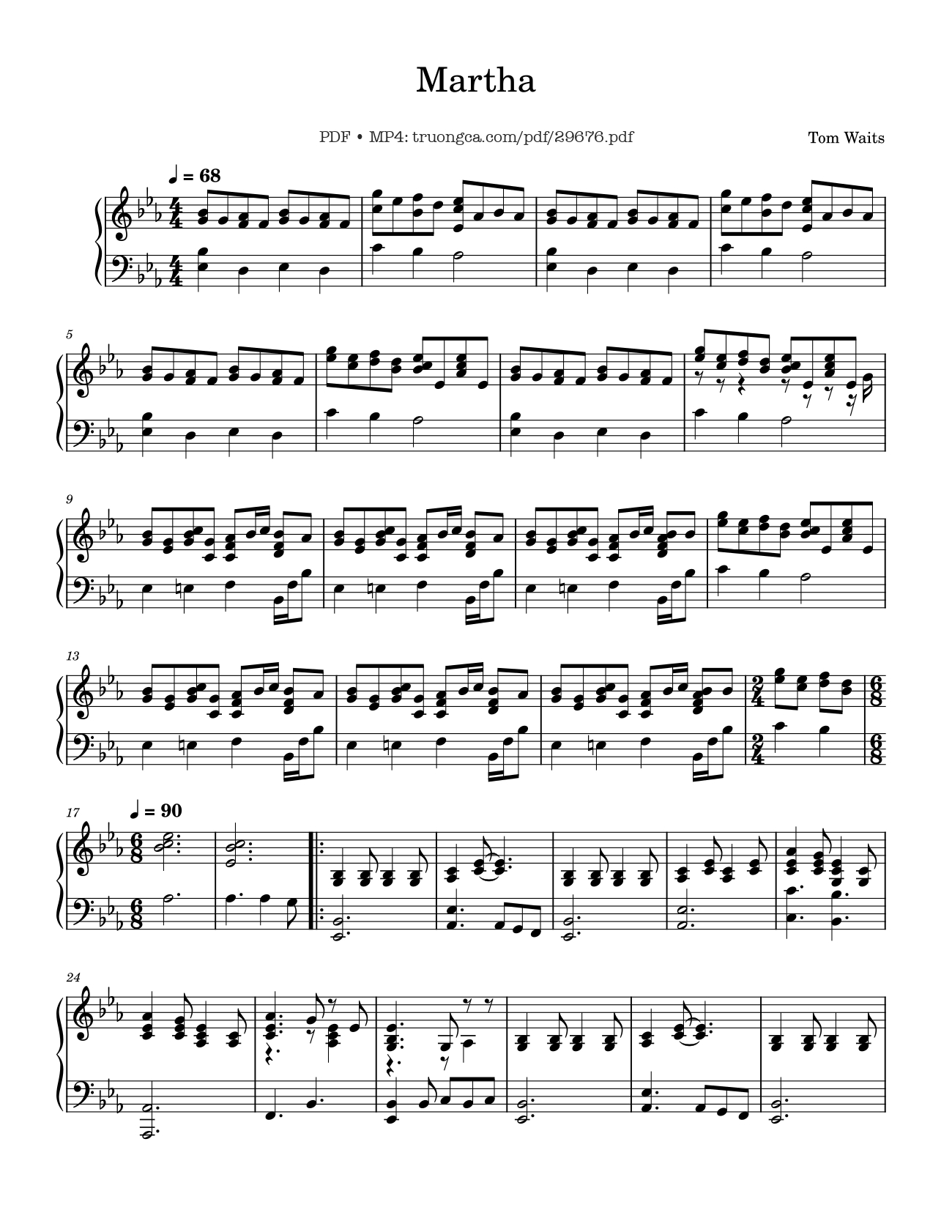 [Sheet] Martha Piano PDF, chords Piano, mp4/midi