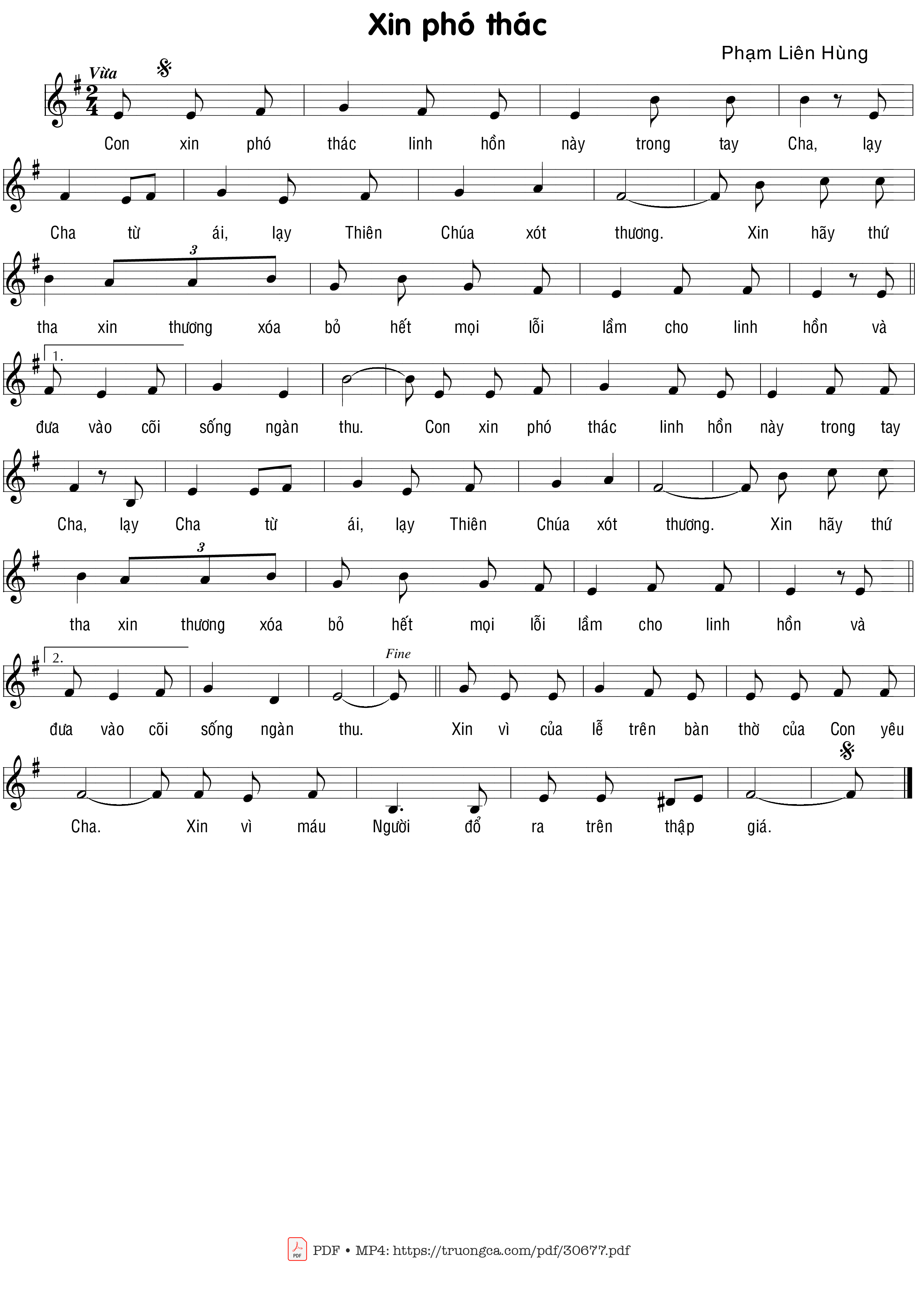 [Sheet] Xin phó thác PDF (Phạm Liên Hùng) lyrics & chords