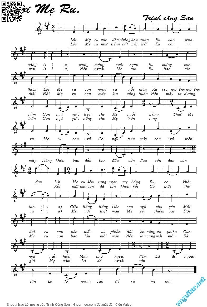 [Sheet] Lời mẹ ru con đến những khu vườn Ru con trưa nắng i PDF ...