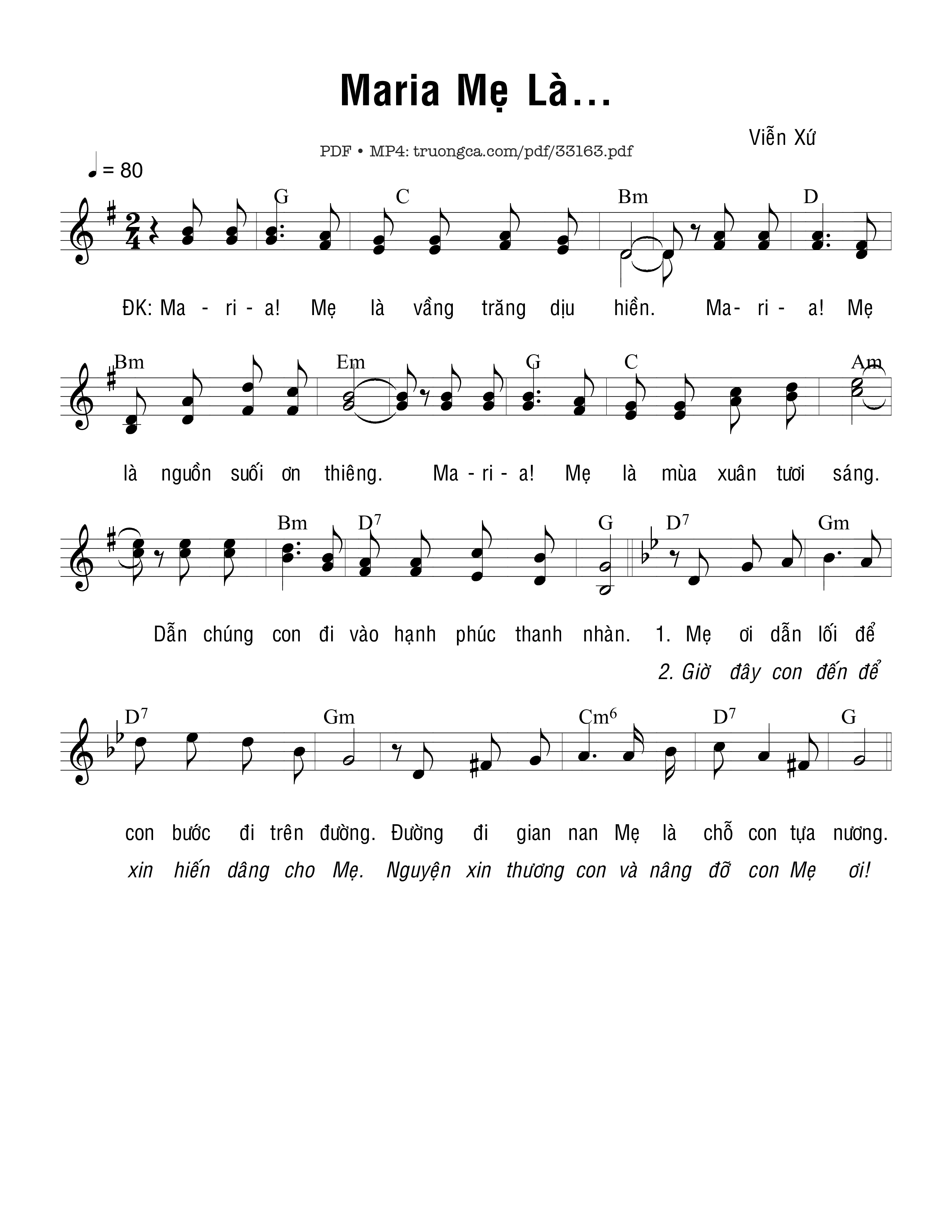 [Sheet] Maria Mẹ Là… PDF lyrics & chords