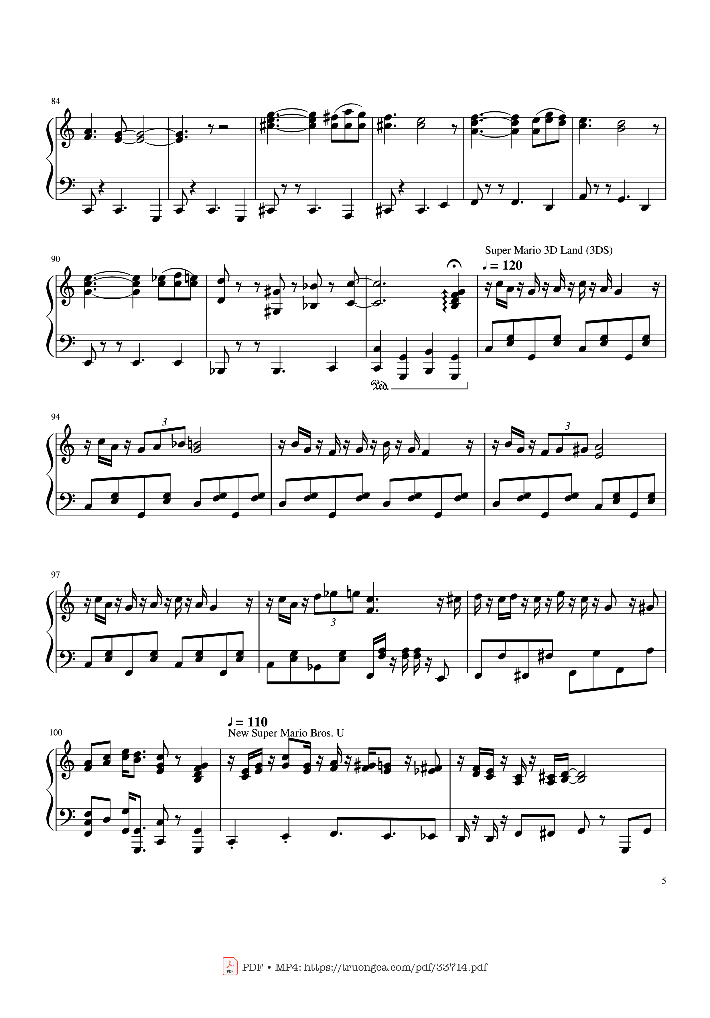 [Sheet] Mario Medley Piano PDF, chords Piano, mp4/midi