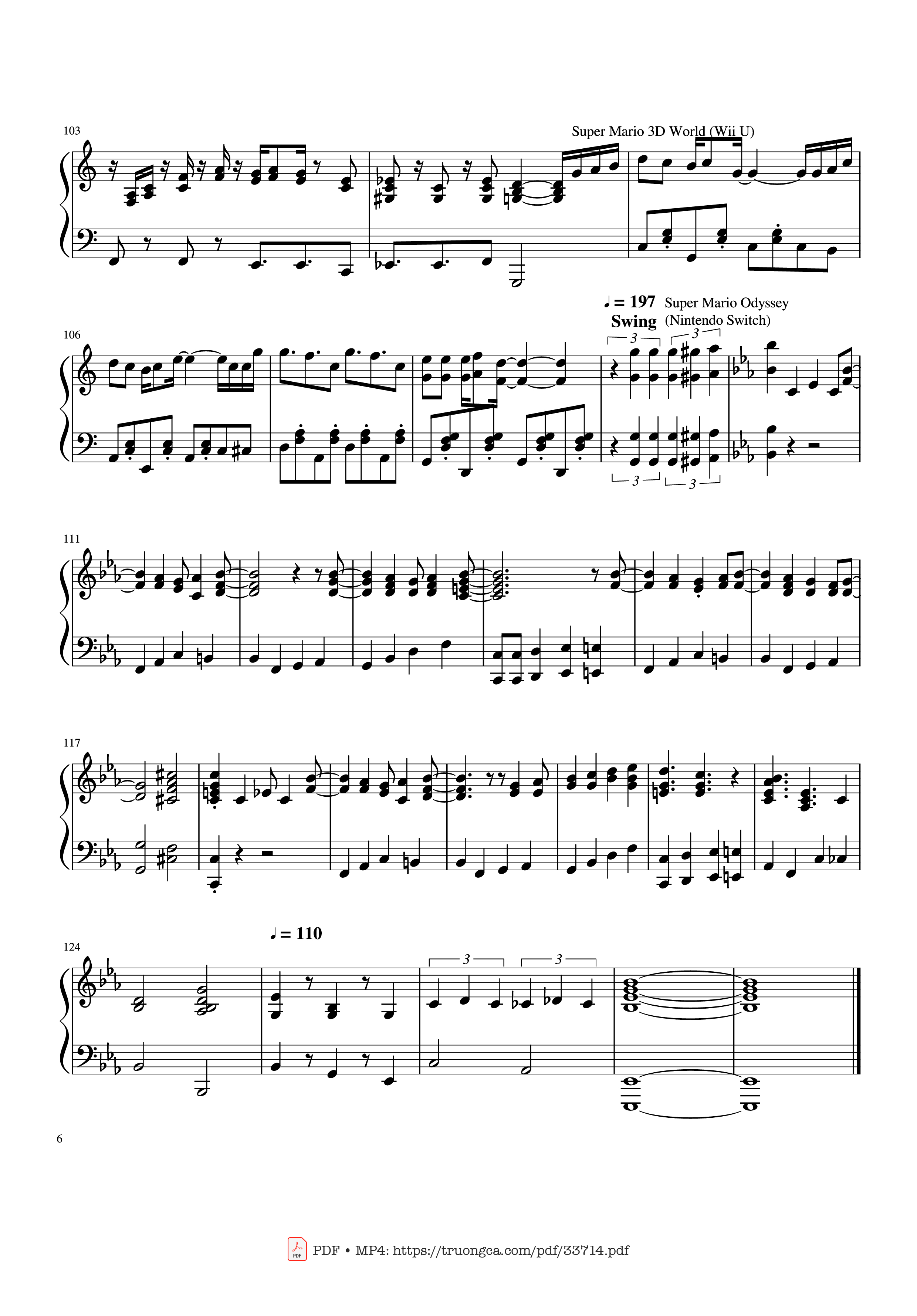 [Sheet] Mario Medley Piano PDF, chords Piano, mp4/midi