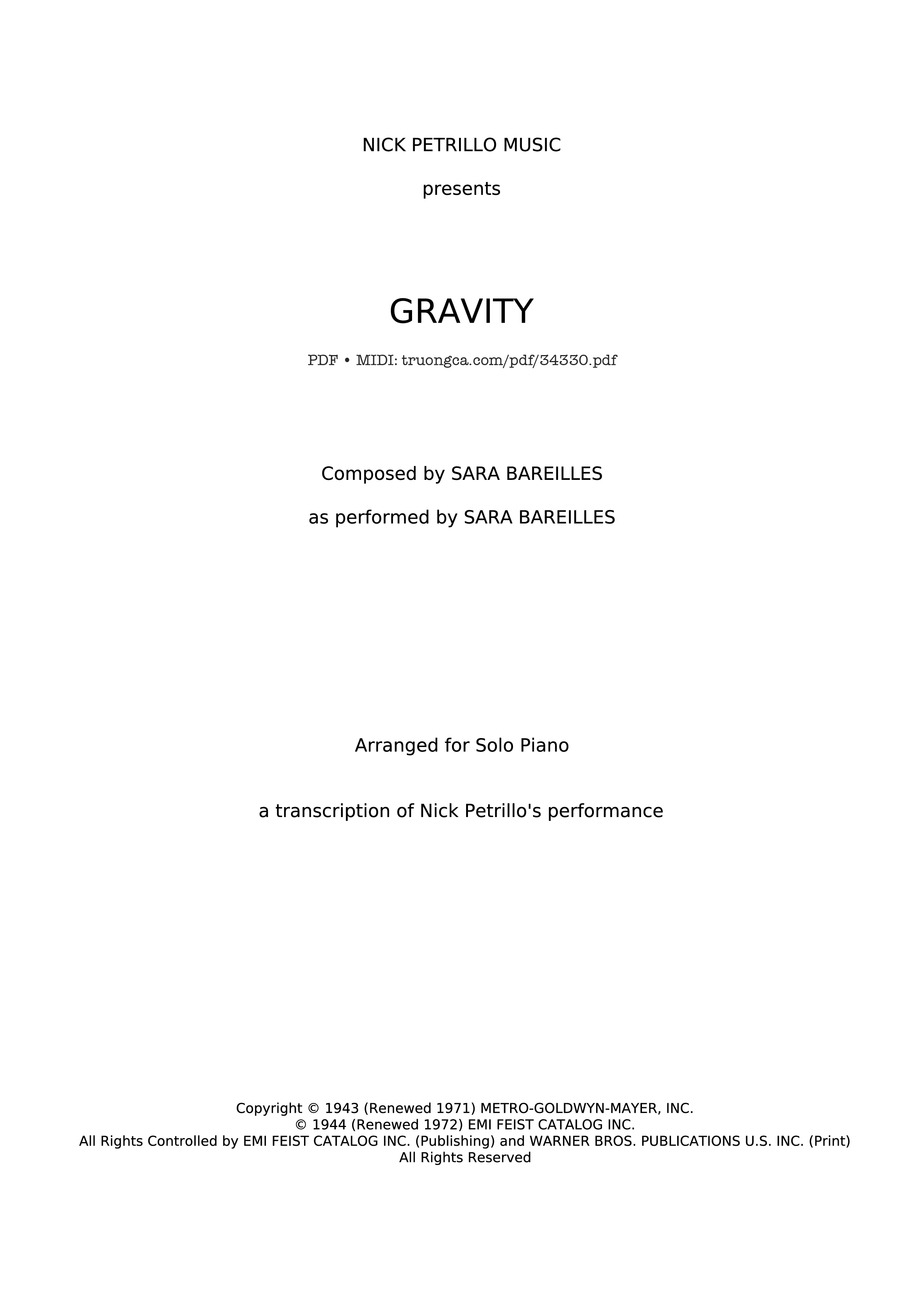 [Sheet] GRAVITY Piano PDF, chords Piano, mp4/midi
