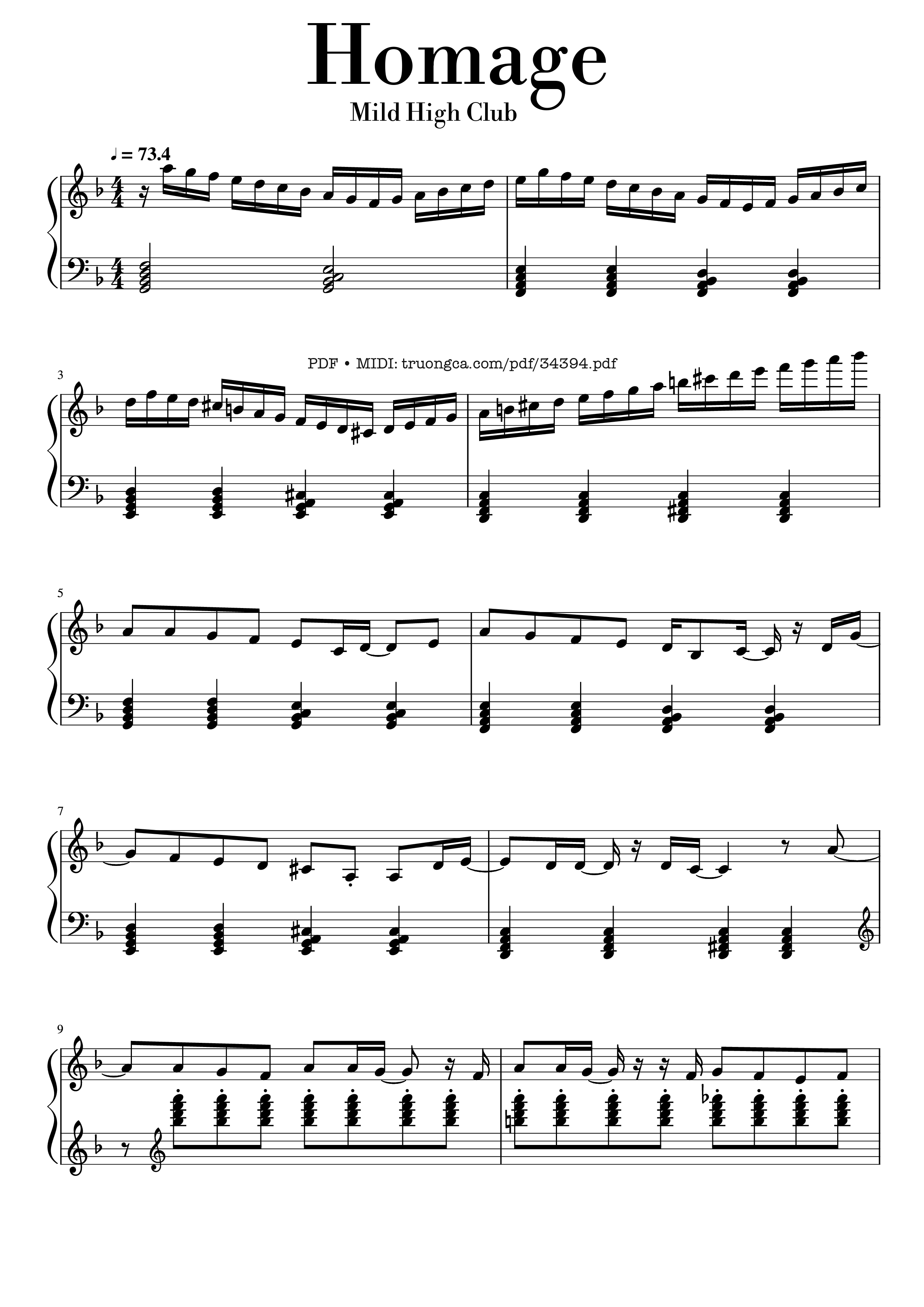 [Sheet] Homage Piano PDF, chords Piano, mp4/midi