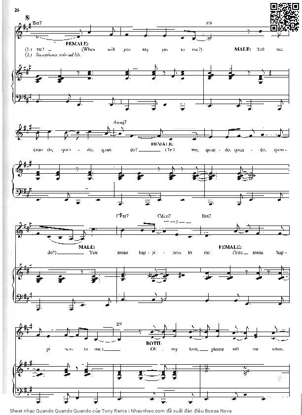 [Sheet] Quando Quando Quando PDF lyrics & chords