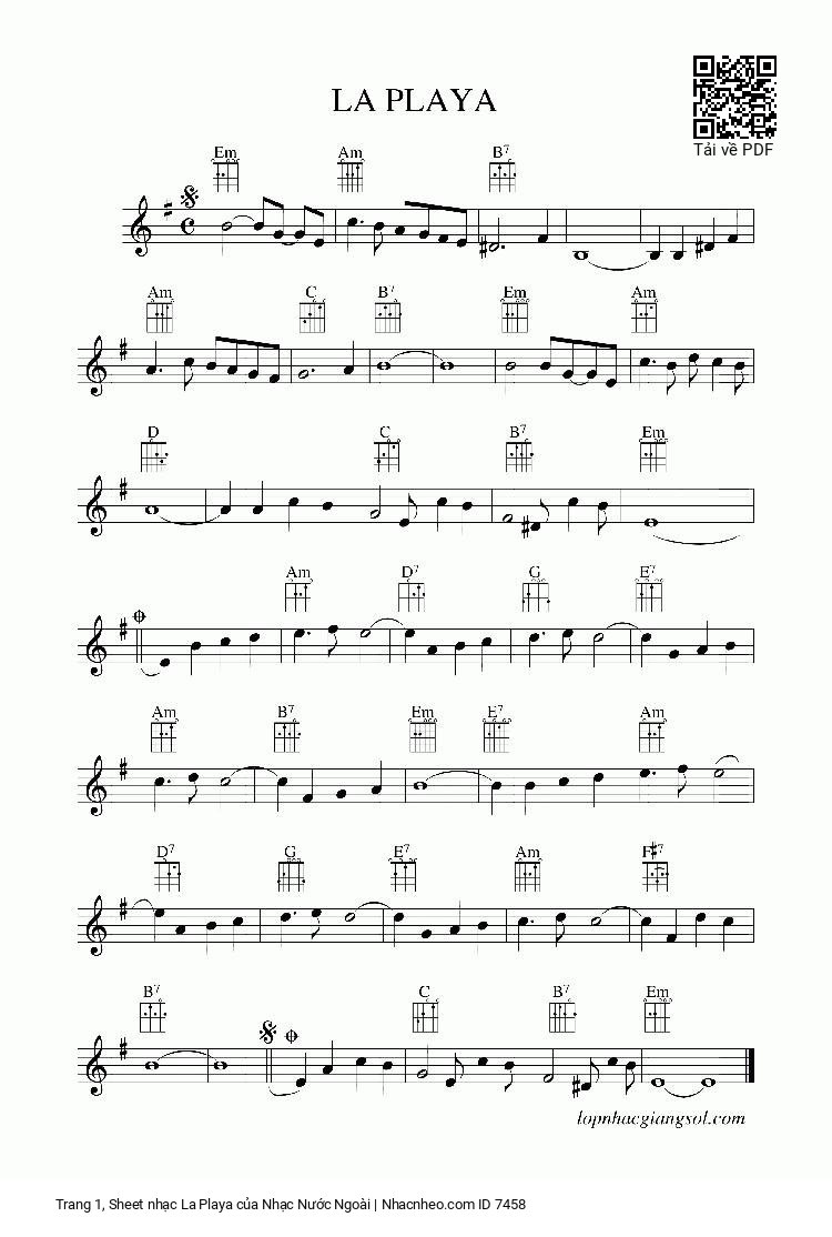 [Sheet] La Playa PDF lyrics & chords